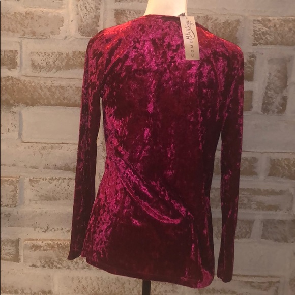 Como Vintage | Tops | Gorgeous Red Velvet Keyhole Top Shirt New | Poshmark